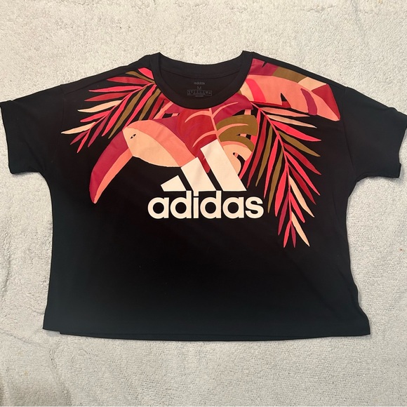 adidas | Tops | Adidas X Farm Rio Tee Toucan Tropical Leaf Print Crop ...